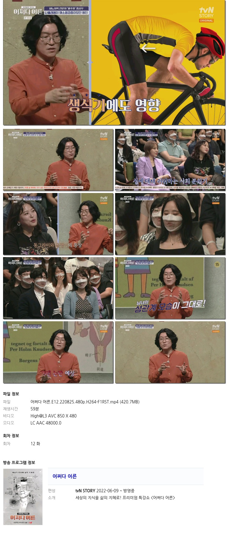 [tvN STORY] 어쩌다 어른.E12.220825.480p.H264-F1RST 저장 - 파일썬