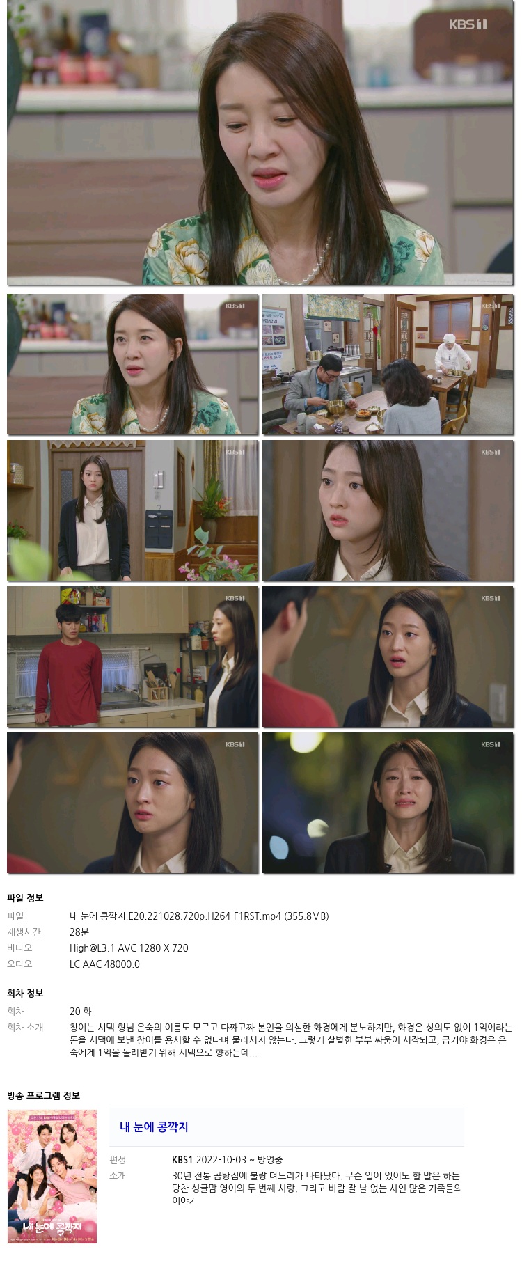 [KBS1] 내 눈에 콩깍지.E20.221028.720p.H264-F1RST 저장 - 파일썬