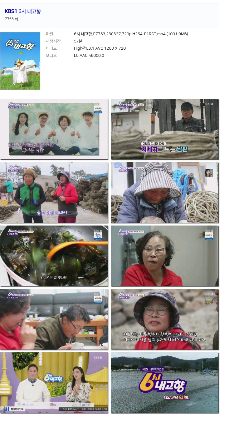 [KBS1] 6시 내고향.E7753.230327.720p.H264-F1RST 저장 - 파일썬