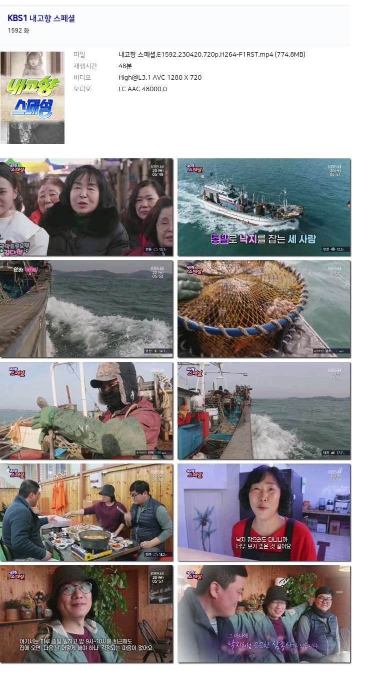 [KBS1] 내고향 스페셜.E1592.230420.720p.H264-F1RST 저장 - 파일썬 - 파일썬