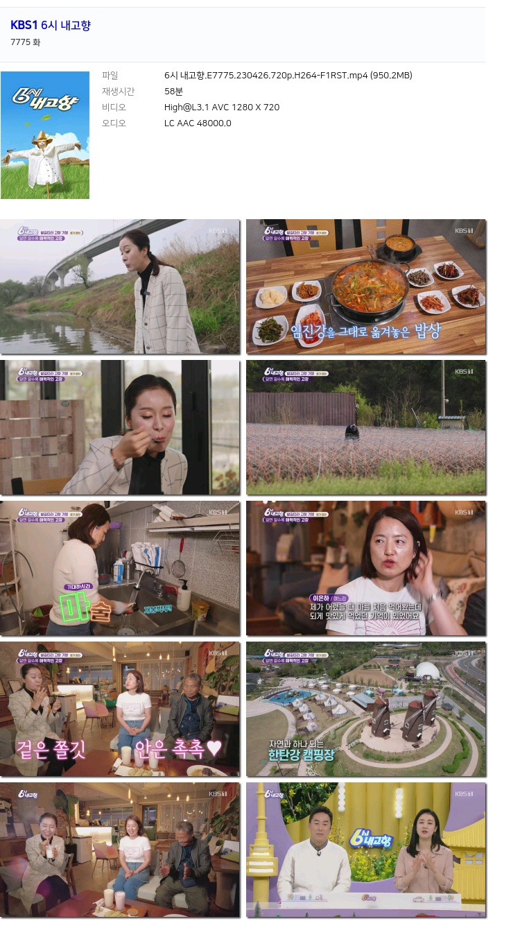 [KBS1] 6시 내고향.E7775.230426.720p.H264-F1RST 저장 - 파일썬