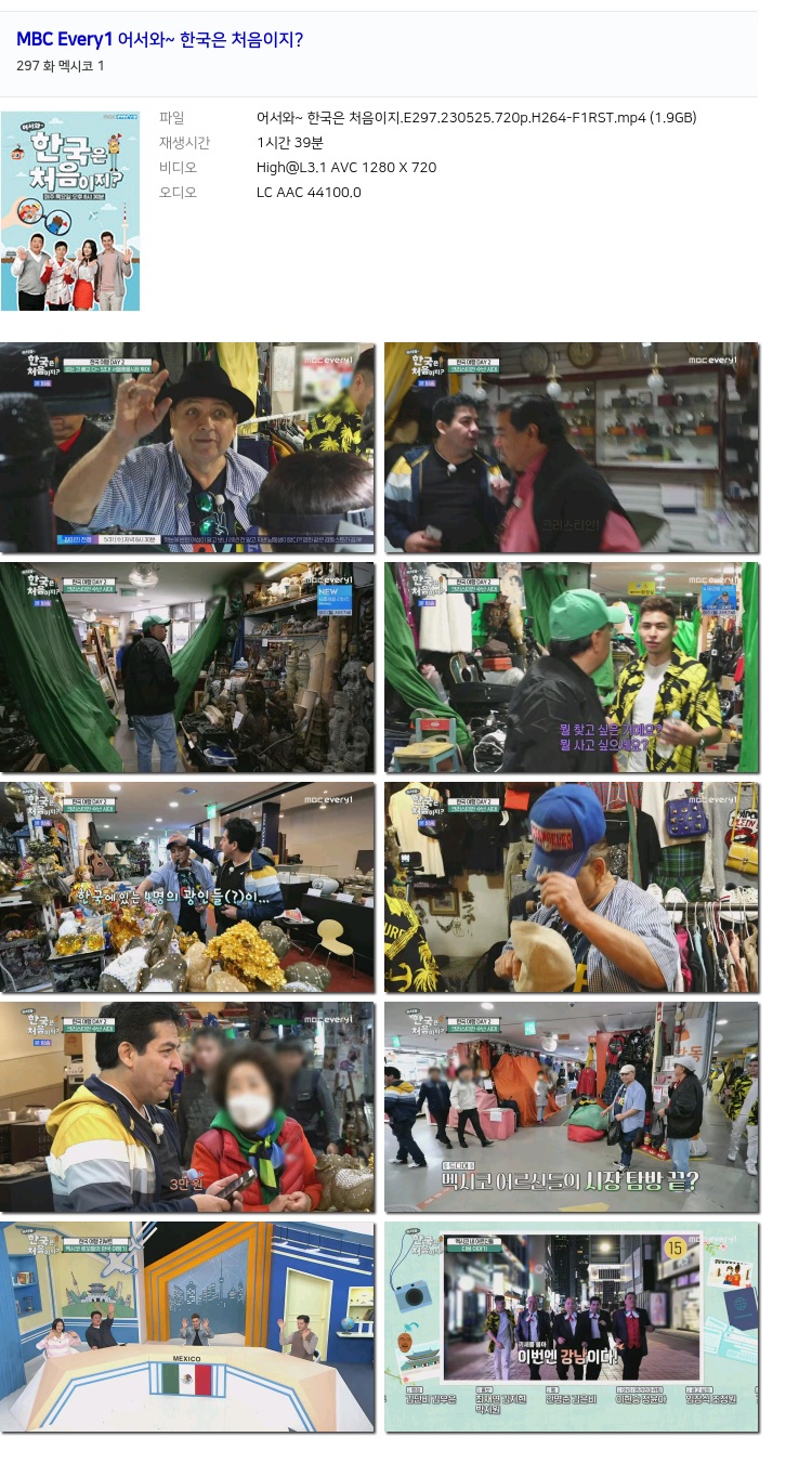 [MBC Every1] 어서와~ 한국은 처음이지? 멕시코 1.E297.230525.720p.H264-F1RST 저장 - 파일썬