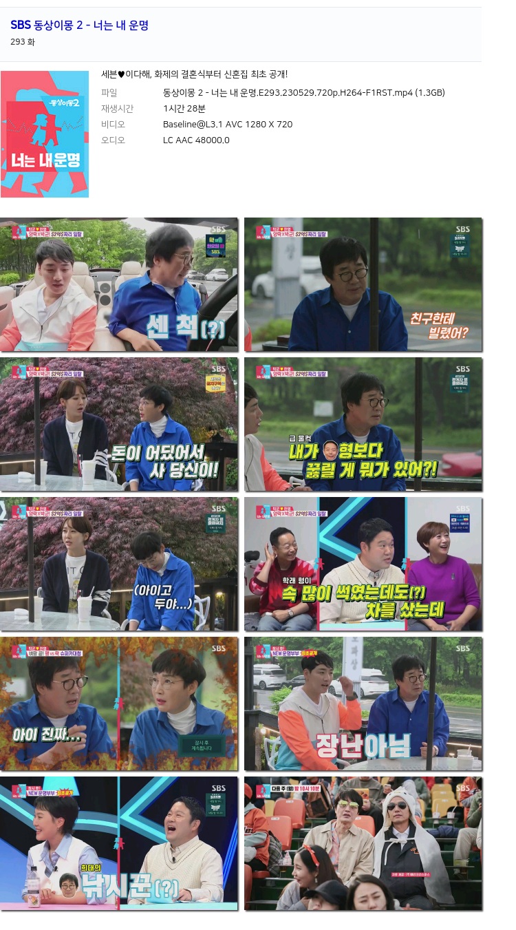 [SBS] 동상이몽 2 - 너는 내 운명.E293.230529.720p.H264-F1RST 저장 - 파일썬