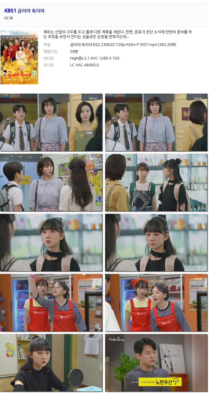 [KBS1] 금이야 옥이야.E62.230620.720p.H264-F1RST 저장 - 파일썬