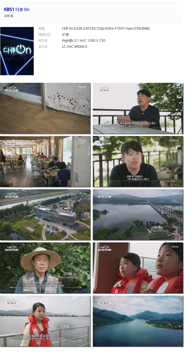 [KBS1] 다큐 On.E208.230729.720p.H264-F1RST 저장 - 파일썬