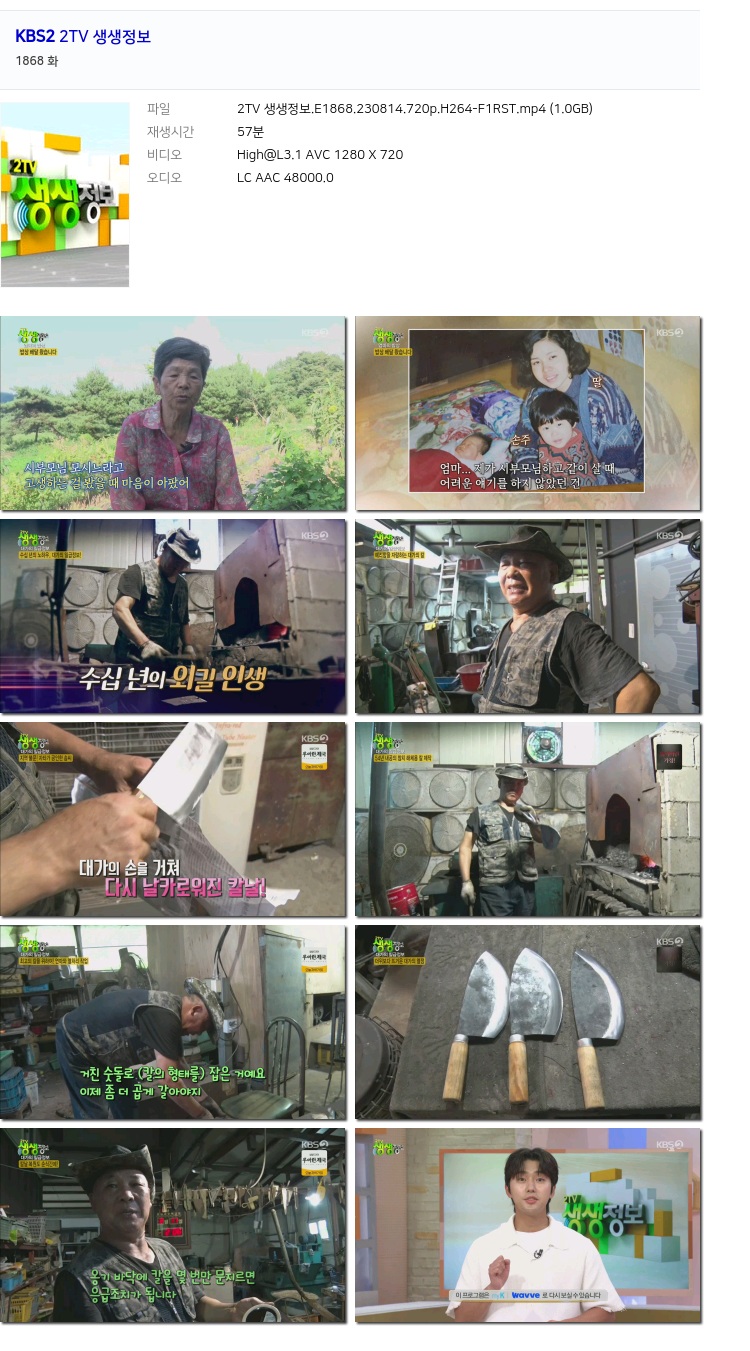 [KBS2] 2TV 생생정보.E1868.230814.720p.H264-F1RST 저장 - 파일썬