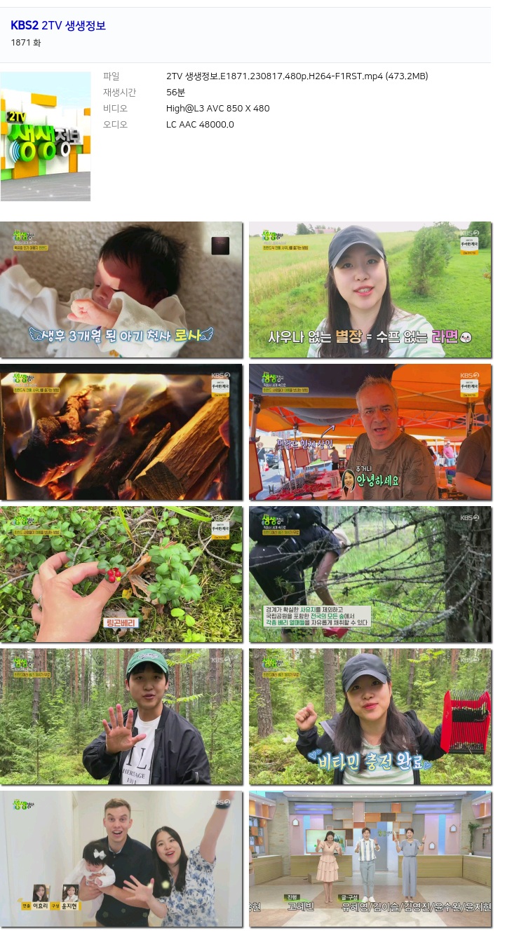 [KBS2] 2TV 생생정보.E1871.230817.480p.H264-F1RST 저장 - 파일썬