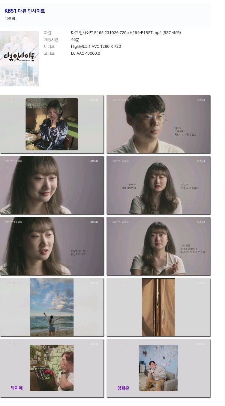 [KBS1] 다큐 인사이트.E168.231026.720p.H264-F1RST 저장 - 파일썬