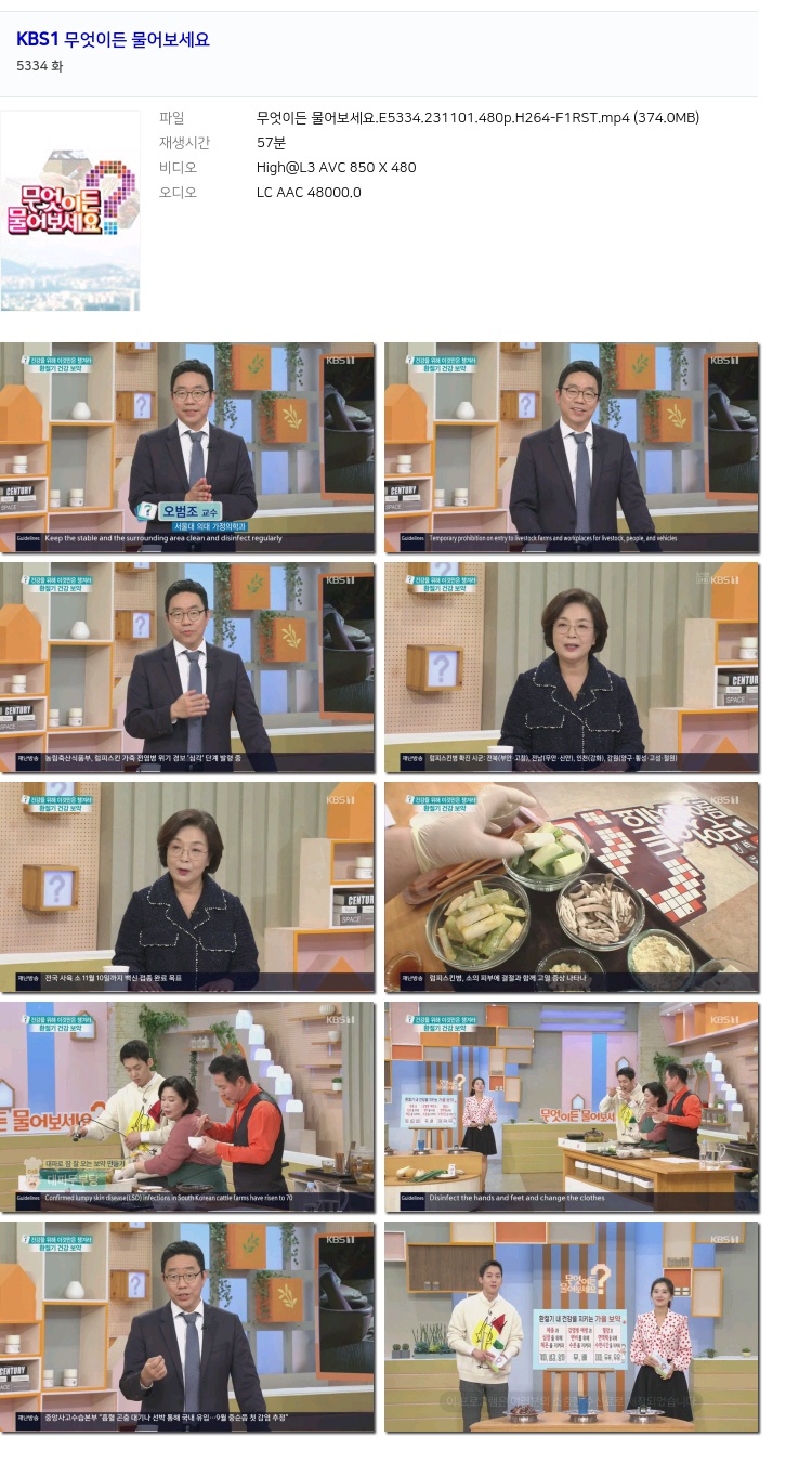 [KBS1] 무엇이든 물어보세요.E5334.231101.480p.H264-F1RST 저장 - 파일썬