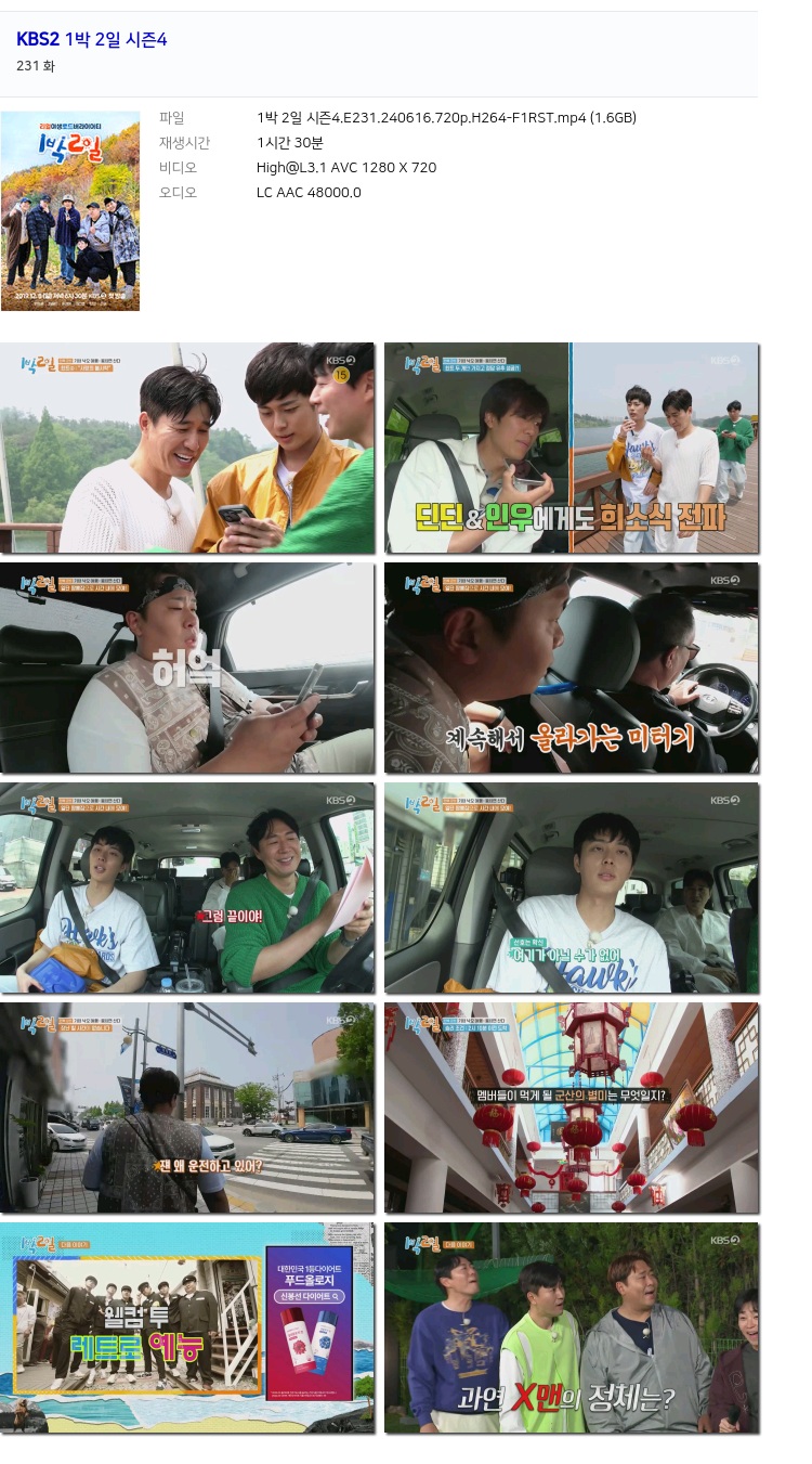 [KBS2] 1박 2일 시즌4.E231.240616.720p.H264-F1RST 저장 - 파일썬